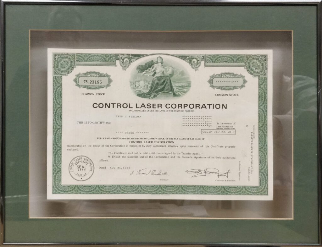 History of Control Laser Corp - Control Laser Corp Since 1965